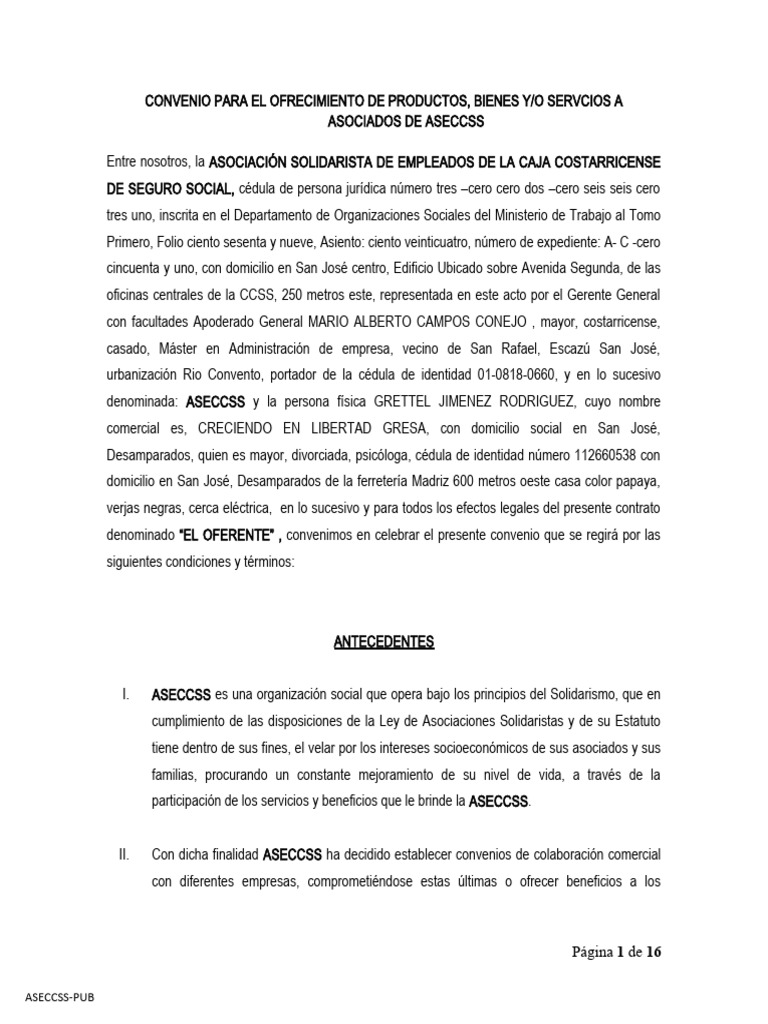 Convenio ASECCSS: Beneficios Asociados | PDF | Seguro | Arbitraje