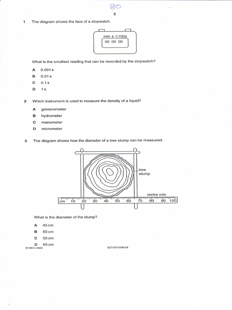 2004 Bgcse Physics Paper 1 | PDF