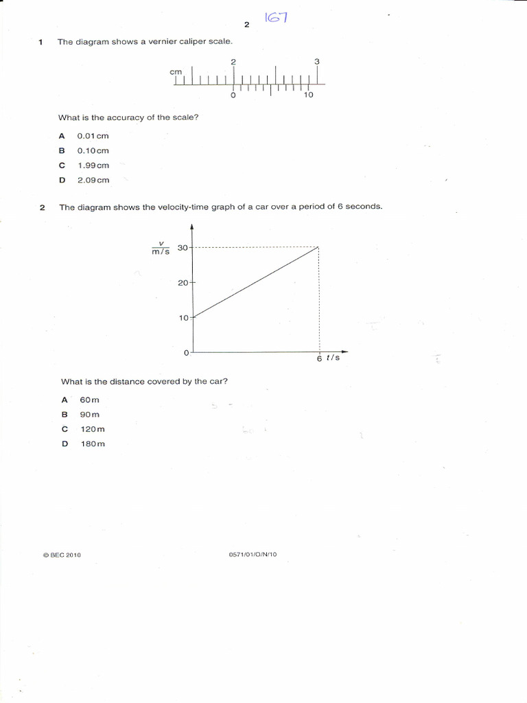 Bgcse Physics Paper 1 2010 | PDF