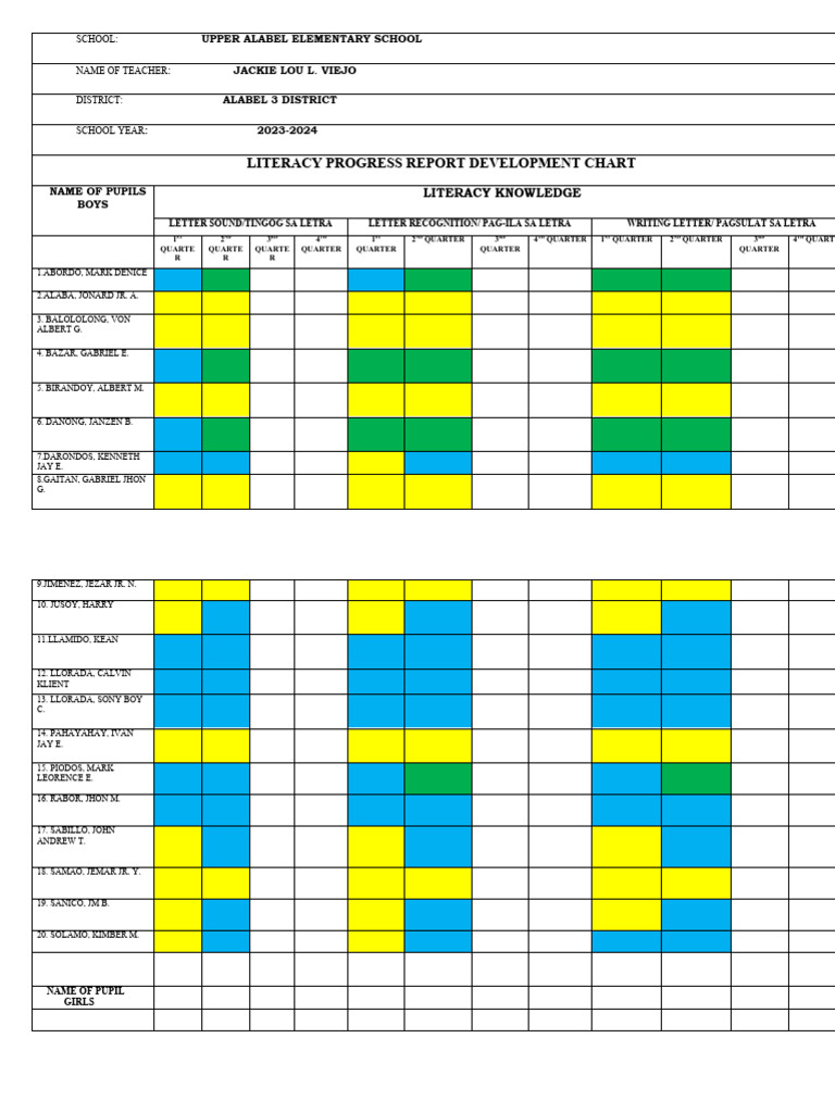 Literacy Performance Develoment Chart Final | PDF