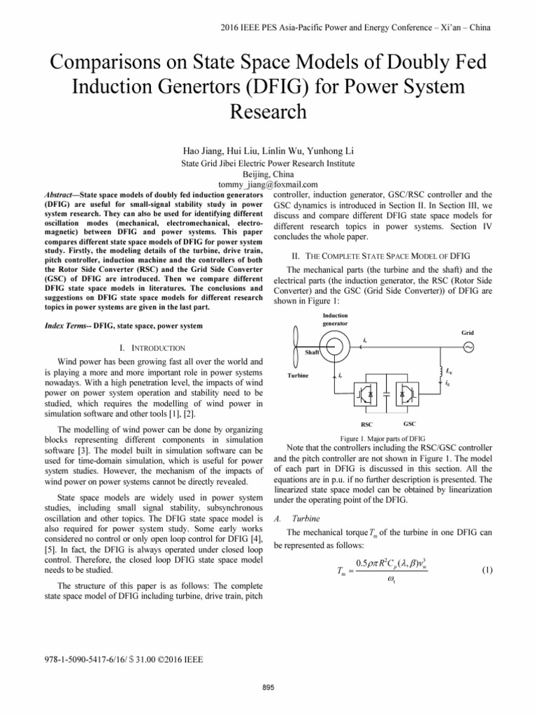Dfig State Space Model | PDF | Electric Generator | Electrical Engineering