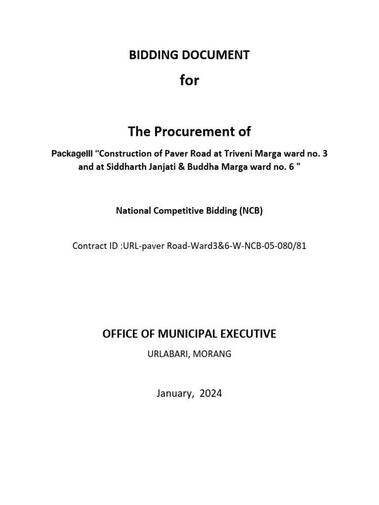 Bid Document | PDF | Procurement | Prices