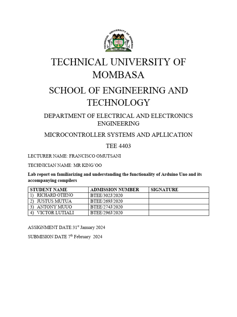 Arduino Lab Report 1 | PDF | Arduino | Computer Engineering Arduino Lab Report 1 | PDF | Arduino | Computer Engineering