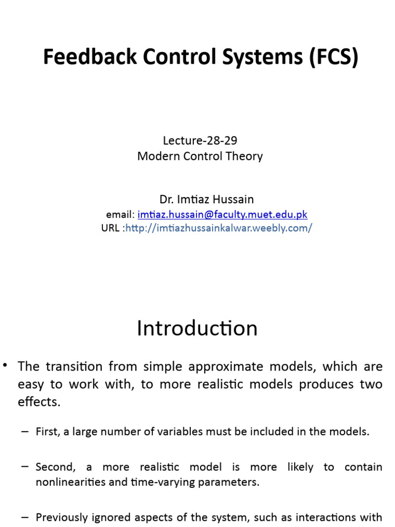 Feedback Control Systems (FCS) | PDF
