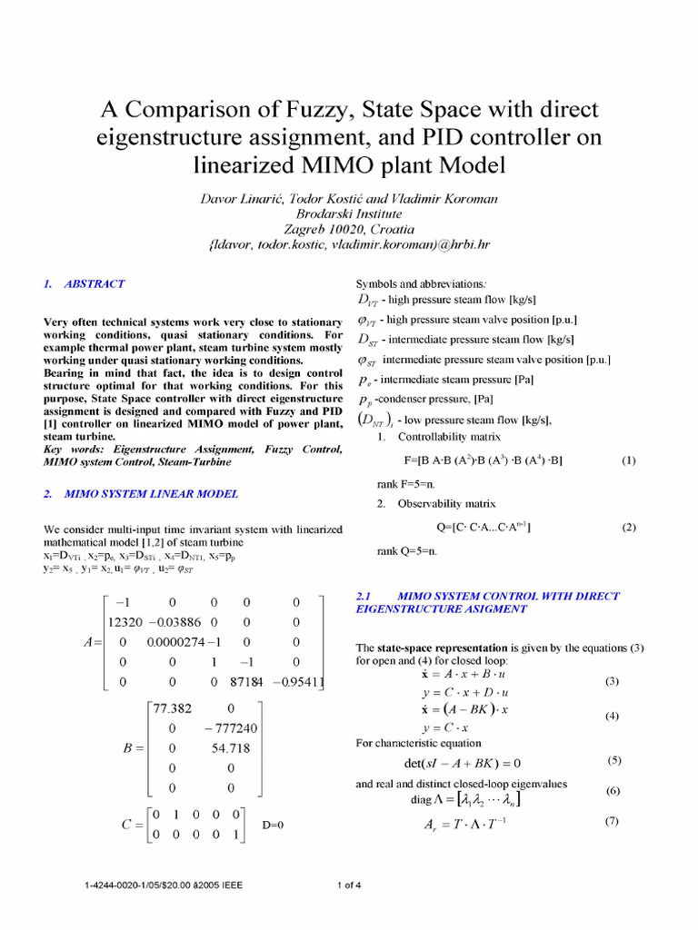 State Space Mimo Plant | PDF | Eigenvalues And Eigenvectors | Control ... State Space Mimo Plant | PDF | Eigenvalues And Eigenvectors | Control ...