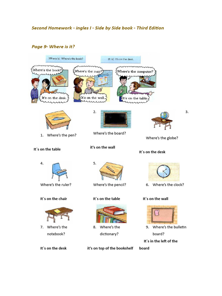 English Homework: Locations & Reading | PDF
