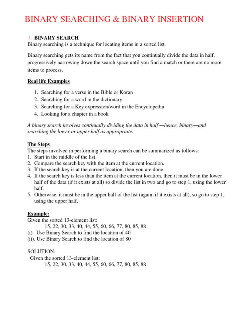 Binary Search | PDF | Computer Data | Data Management Binary Search | PDF | Computer Data | Data Management