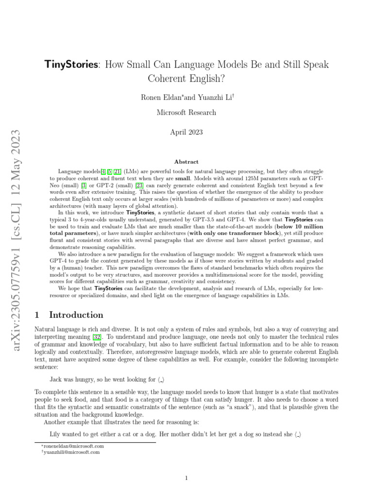 Tinystories: How Small Can Language Models Be and Still Speak Coherent ...