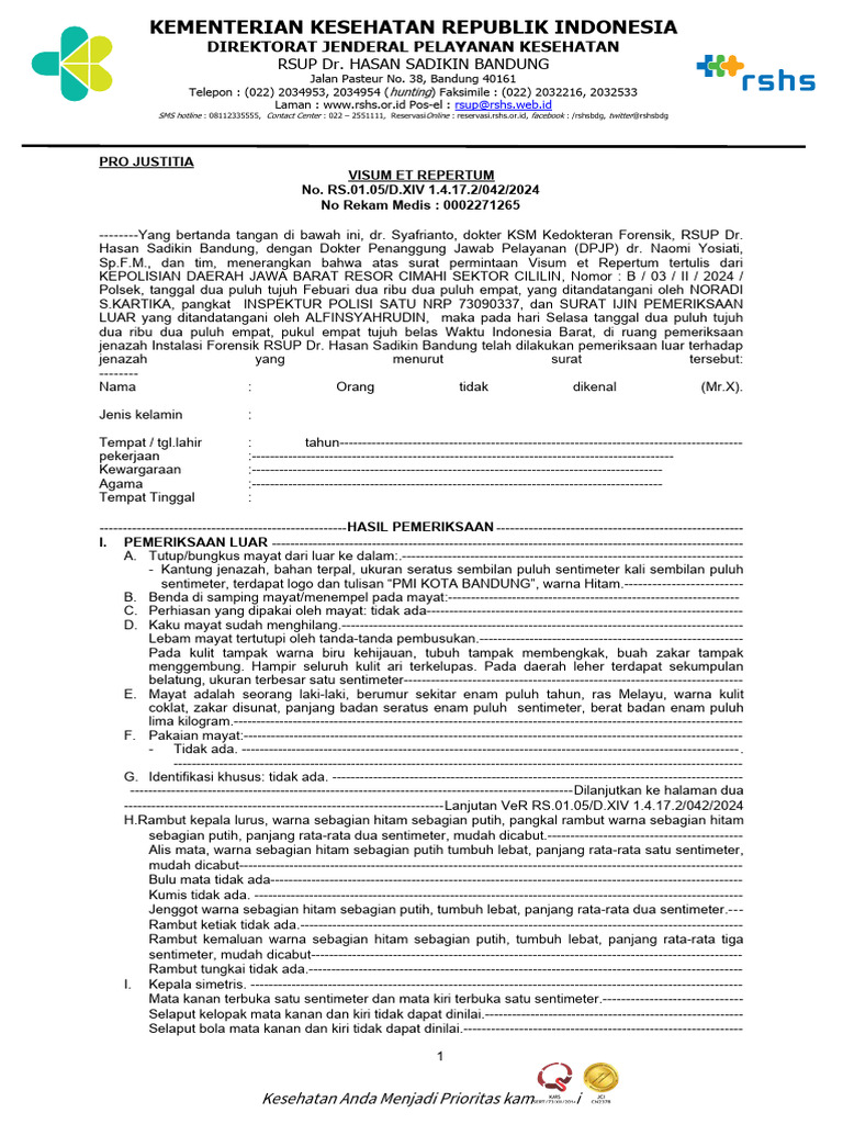 Visum Jenazah Belajar | PDF