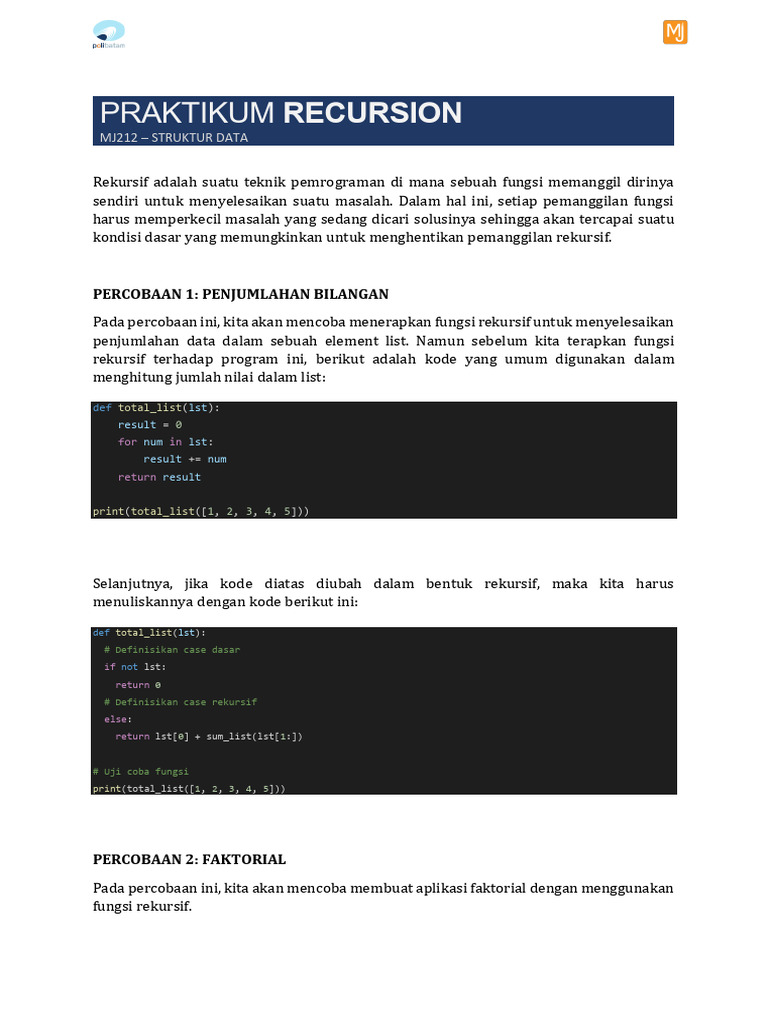 Modul 3 - Praktikum Recursion | PDF
