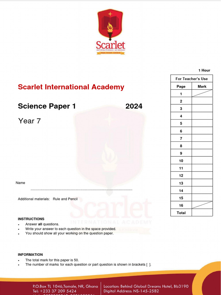 Science Scarlet Year 7 Final | PDF | Physical Sciences | Physics