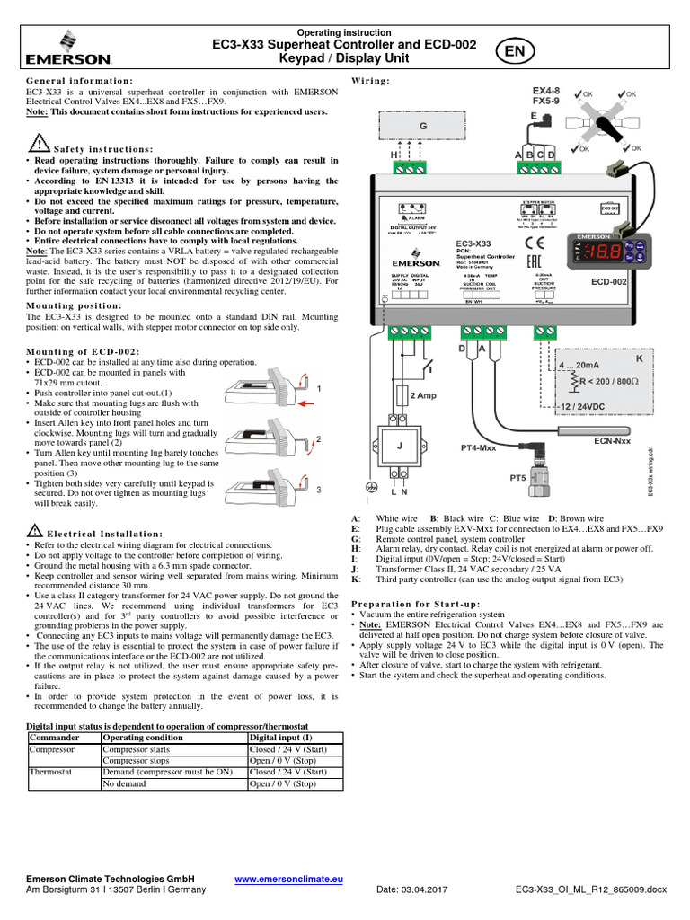 EC3-X33 Superheat Controller and ECD-002 Keypad / Display Unit | PDF ...