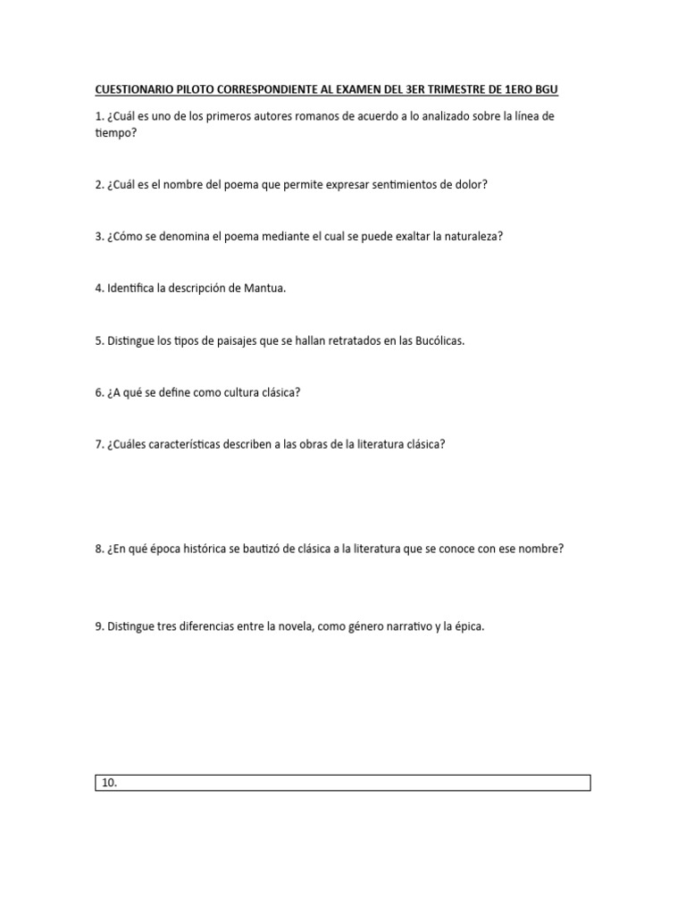1ero - S-R - Bgu Ex-Cuestionario Piloto Correspondiente Al Examen Del ...