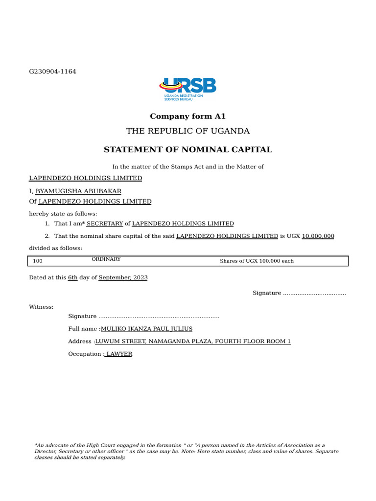 A1 Form Pdf