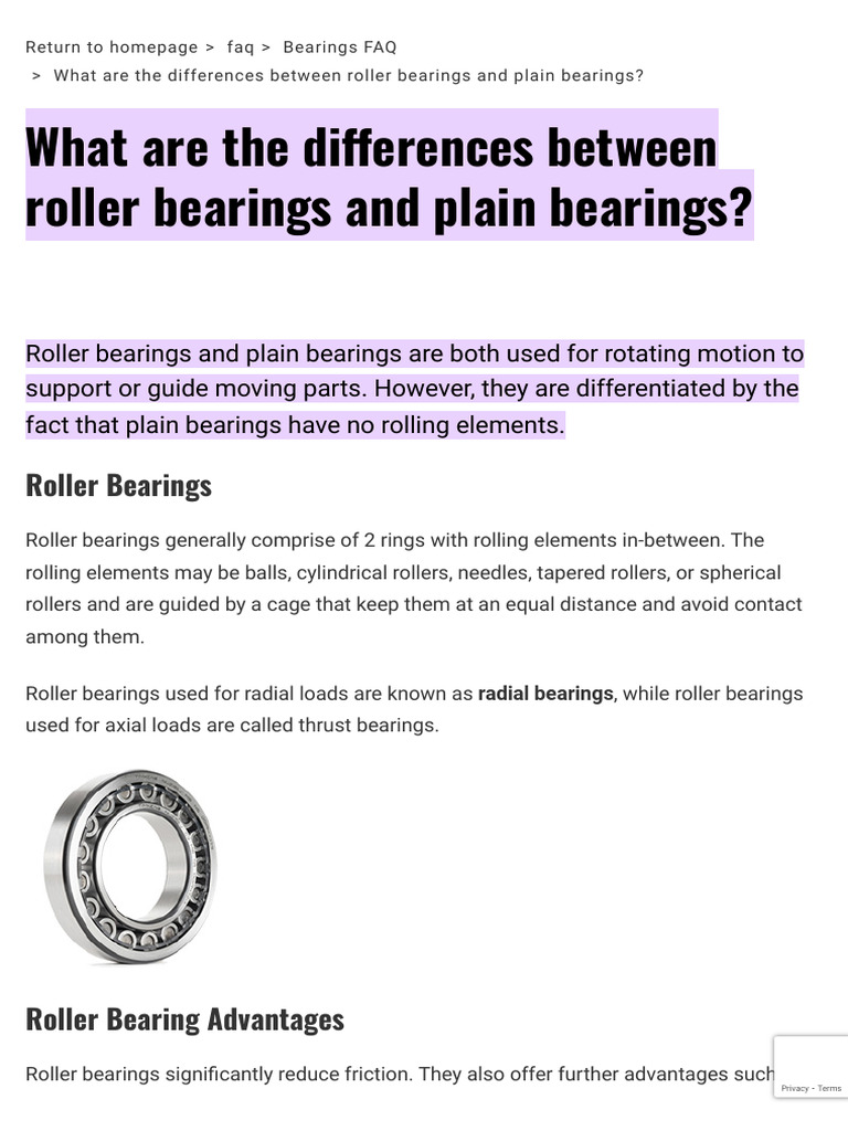 Differences of Plain Bearings & Roller Bearings | PDF | Bearing ...