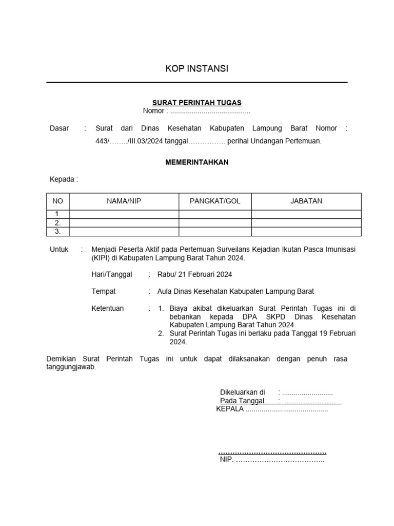 Contoh SPT Pertemuan PKM | PDF