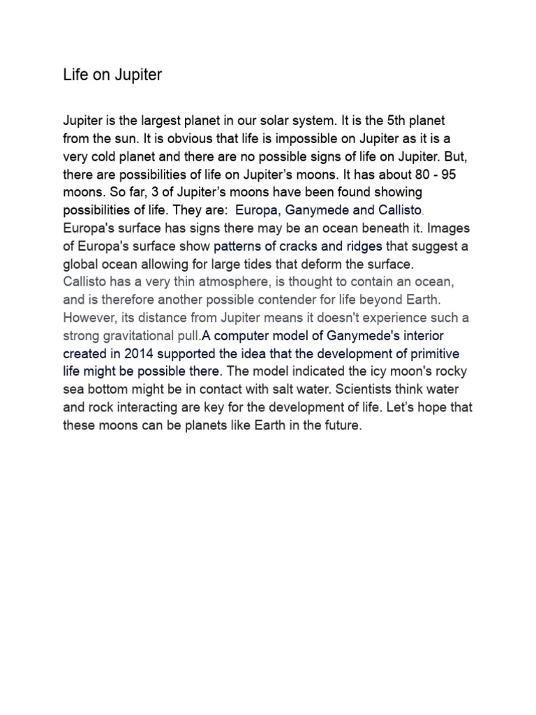 Life On Jupiter | PDF
