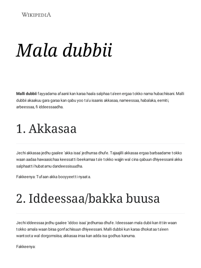 Mala Dubbii - Wikipedia | PDF