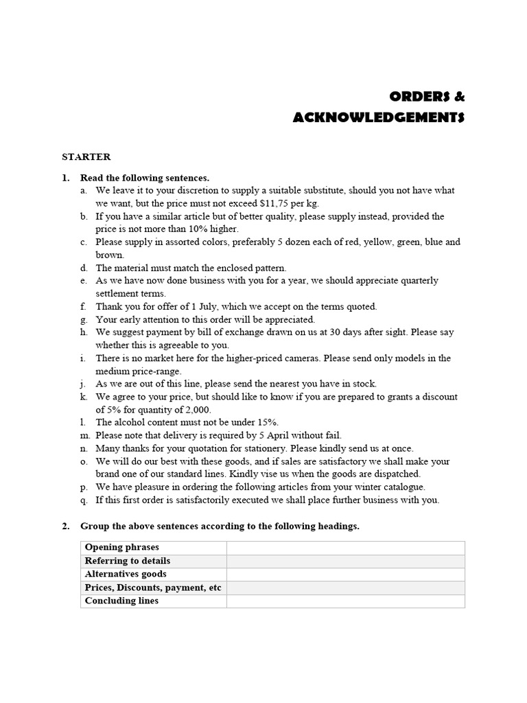 Order Placement and Acknowledgement Guide | PDF | Procurement | Customer