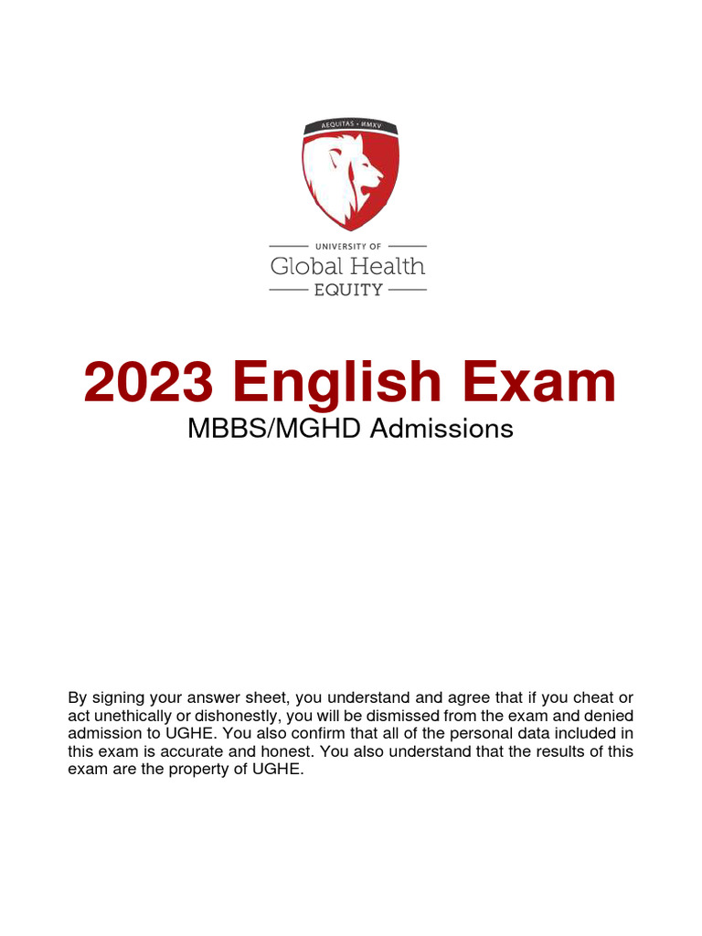 MBBS/MGHD English Exam Guidelines | PDF | Social Stigma | Homo