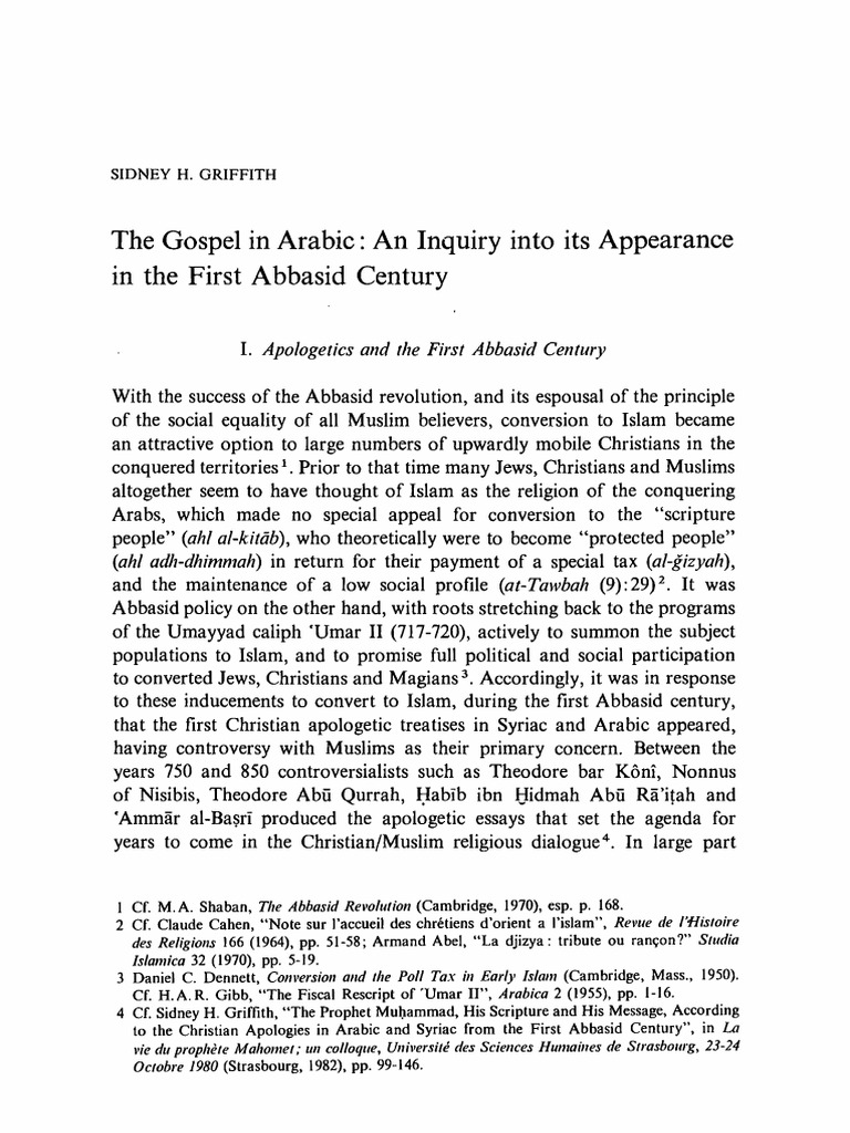 Griffith - The Gospel in Arabic. An Inquiry Into Its Appearance in The ...