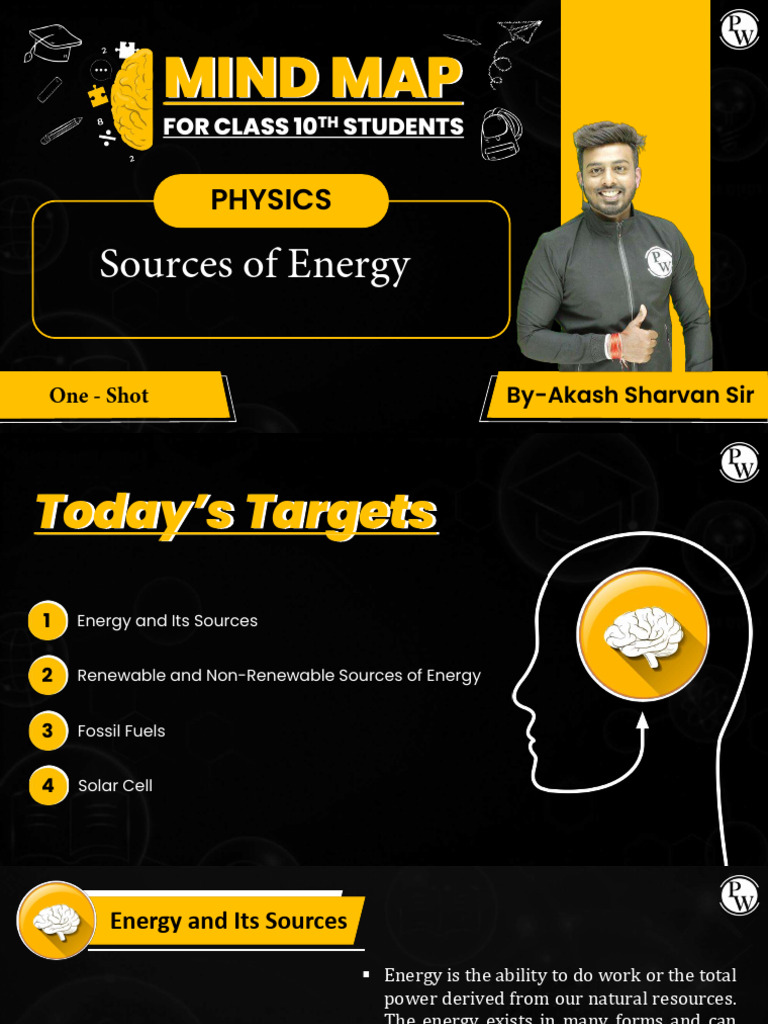 Sources of Energy - Class Notes - Mind Map - Class 10th | PDF