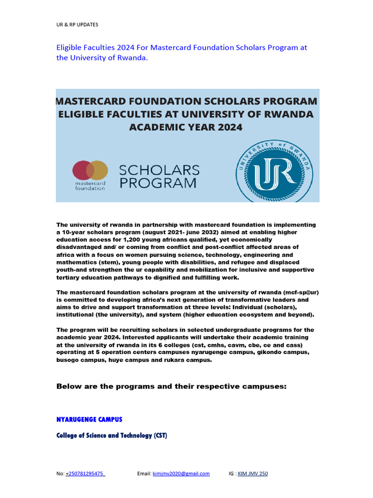Mastercard Foundation Scholars at UR | PDF