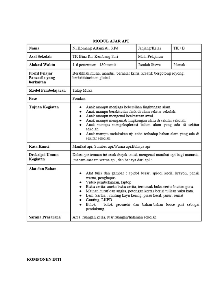 Modul Ajar Api | PDF