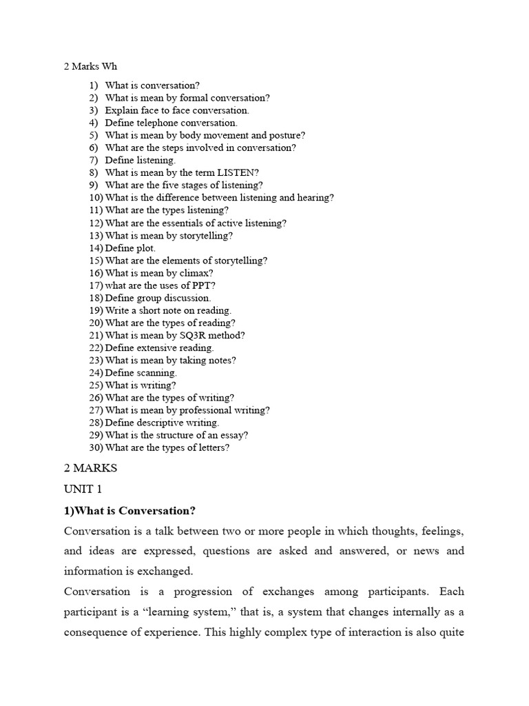 2 Marks | PDF | Conversation | Information 2 Marks | PDF | Conversation | Information