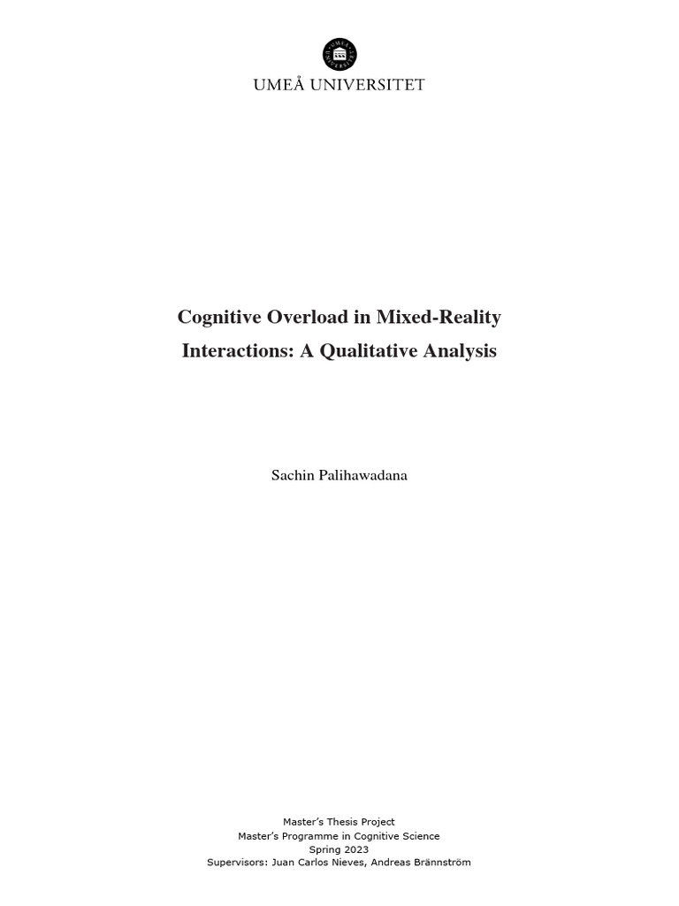Cognitive Overload in Mixed-Reality Interactions A Qualitative Analysis ... Cognitive Overload in Mixed-Reality Interactions A Qualitative Analysis ...