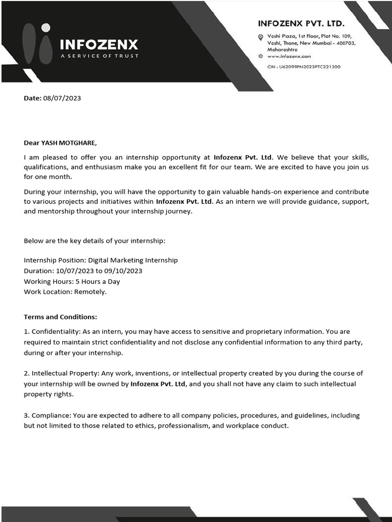 Yash - Offer Letter | PDF