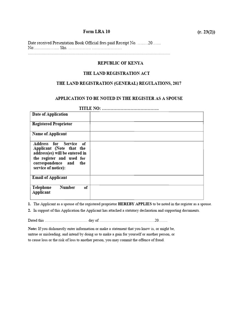 Form LRA 9 GENERAL APPLICATION FOR REGISTRATION | PDF | Notary Public ...