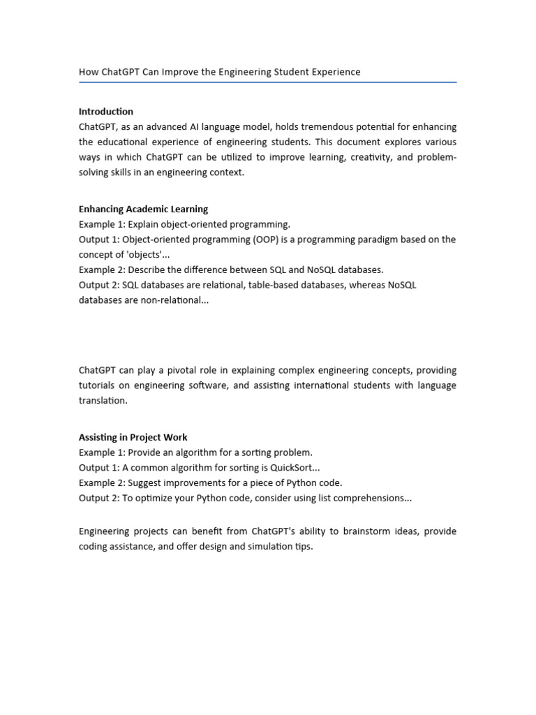 Enhancing Engineering Education with ChatGPT | PDF | Intelligence (AI ...