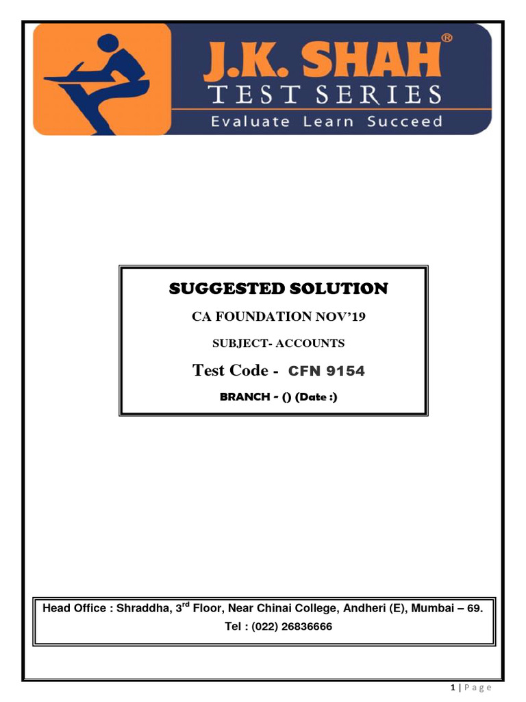 CFN 9154 Accounts Suggested Answers | PDF
