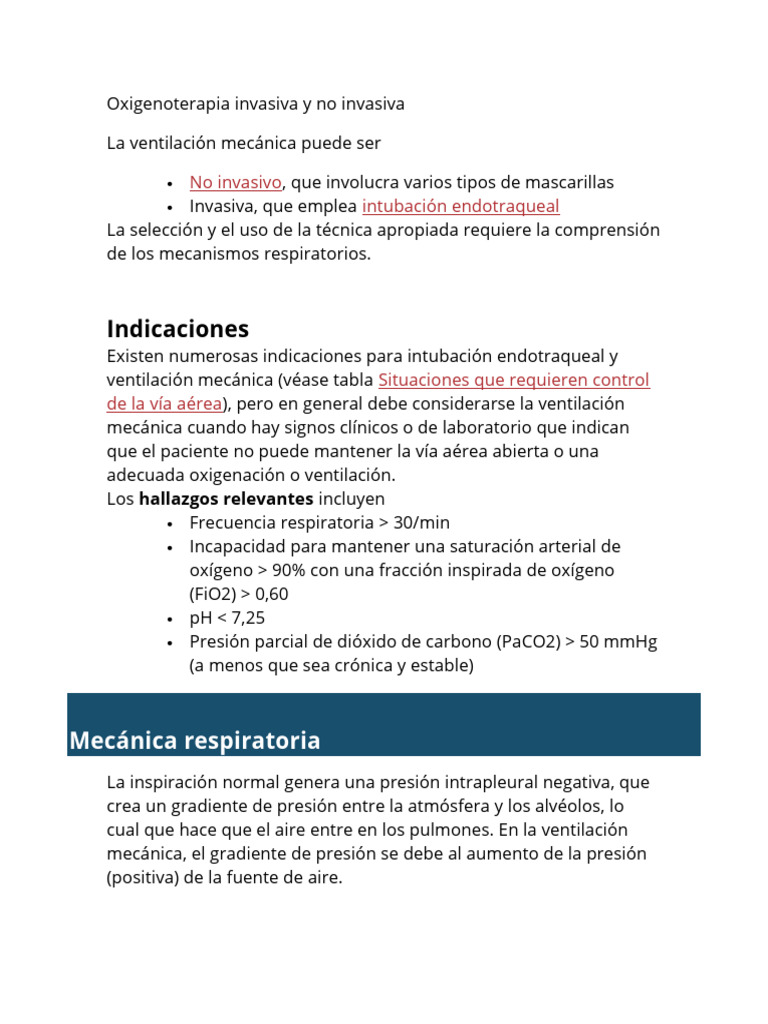 Oxigenoterapia: Ventilación Invasiva y No Invasiva | PDF | Sistema ...