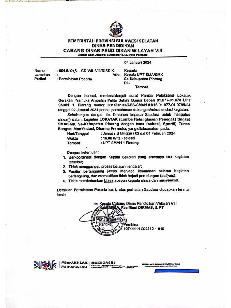 Undangan LOKATAK SMAN 1 Pinrang | PDF