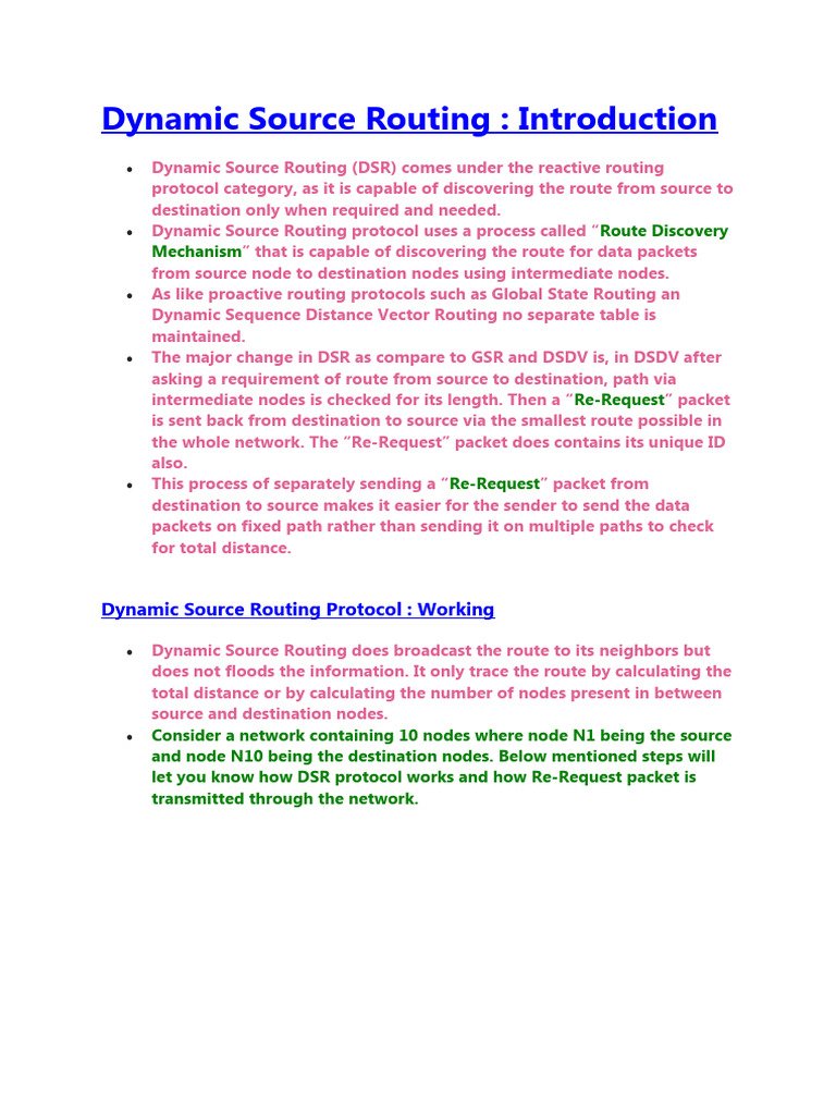 Unit-3-Dynamic Source Routing | PDF Unit-3-Dynamic Source Routing | PDF