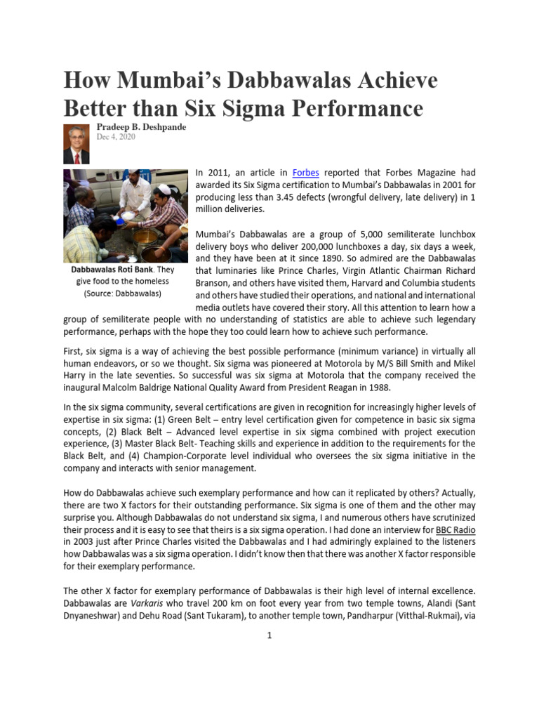 Dabbawalas: Achieving Six Sigma Excellence | PDF | Six Sigma