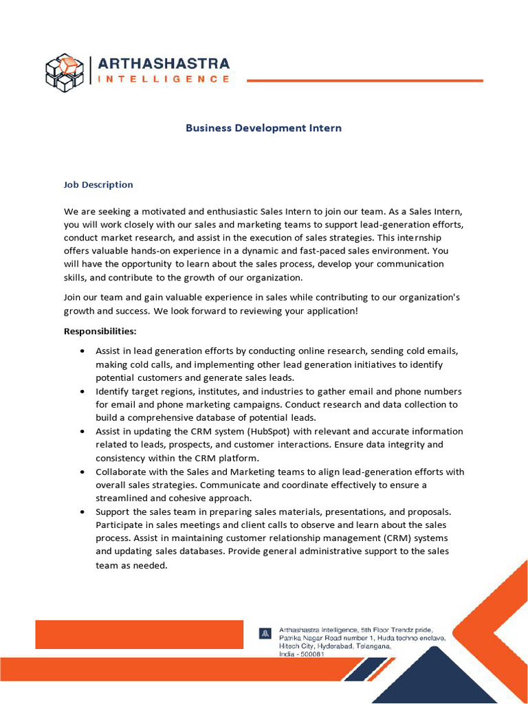 BD Intern JD-AI-1 | PDF | Sales | Customer Relationship Management