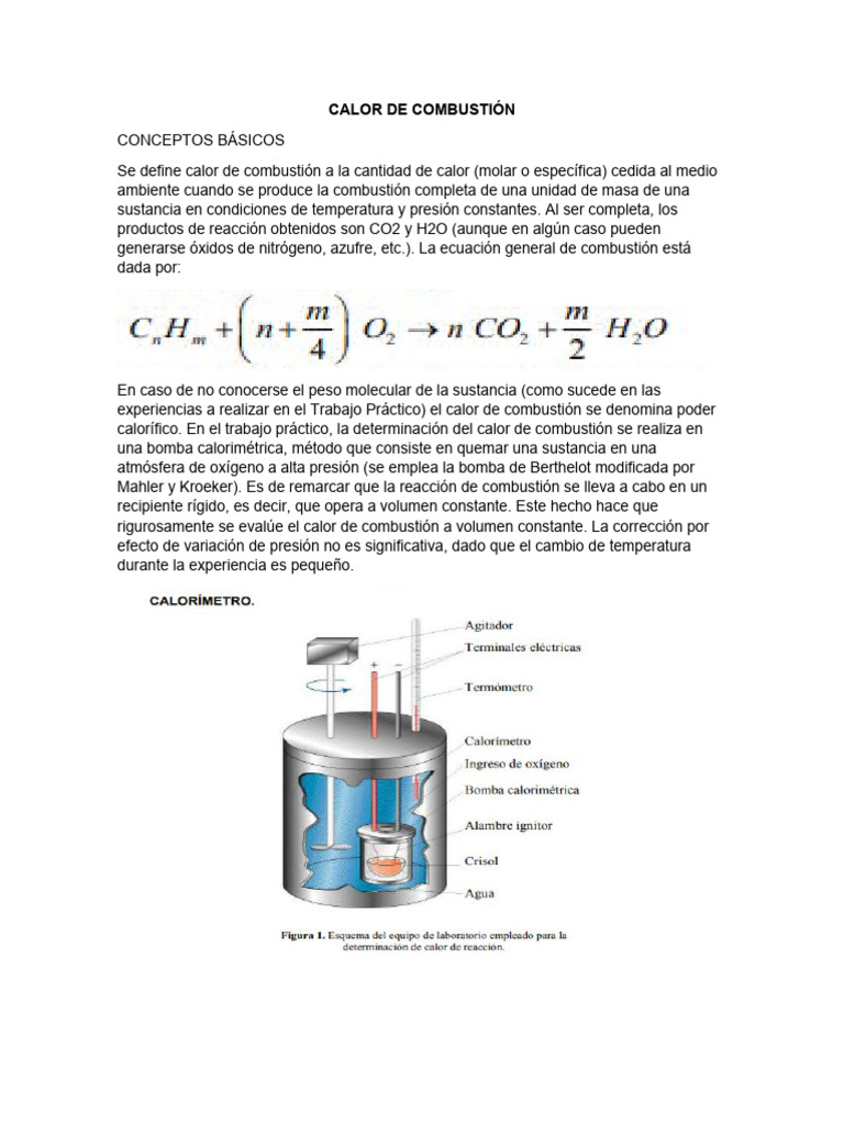 Calor de Combustión | PDF | Calor | Combustión