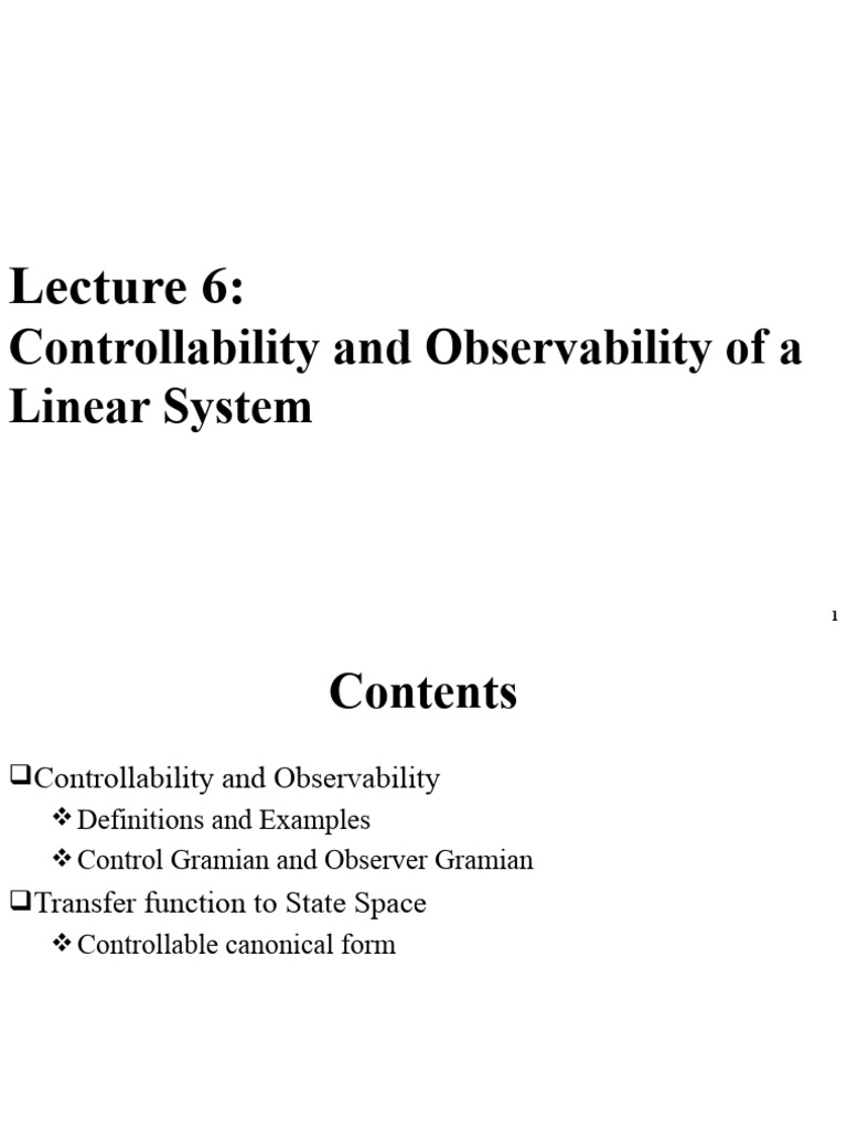 Lecture6-Controllability and Observability | PDF | Computers Lecture6-Controllability and Observability | PDF | Computers