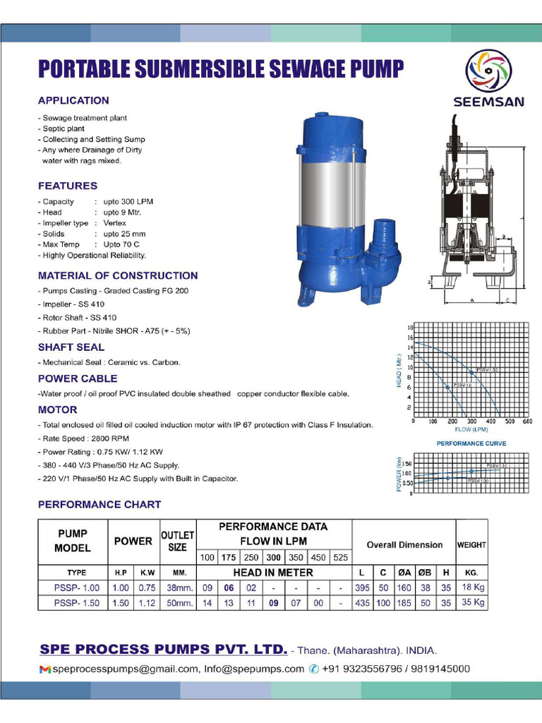 Catalog - Submersible Dewatering Pump | PDF