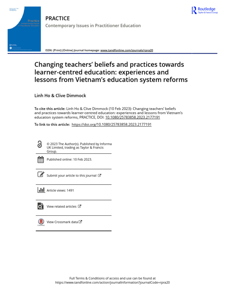 Changing Teachers Beliefs and Practices Towards Learner-Centred ...