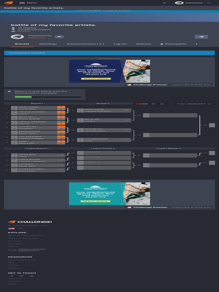 Battle of My Favorite Artists. - Challonge | PDF | Musicians