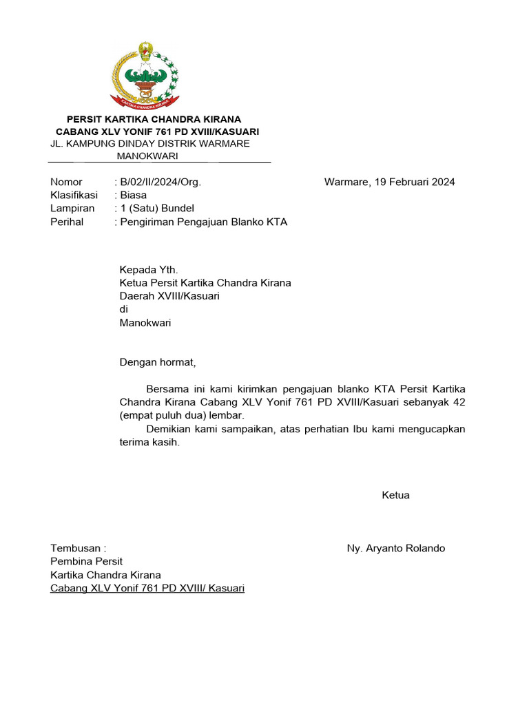 Surat KTA Persit | PDF