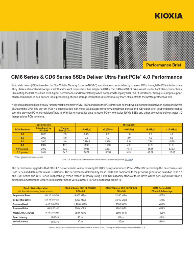 KIOXIA CM6-CD6 Performance Brief v2.4 | PDF | Solid State Drive ...