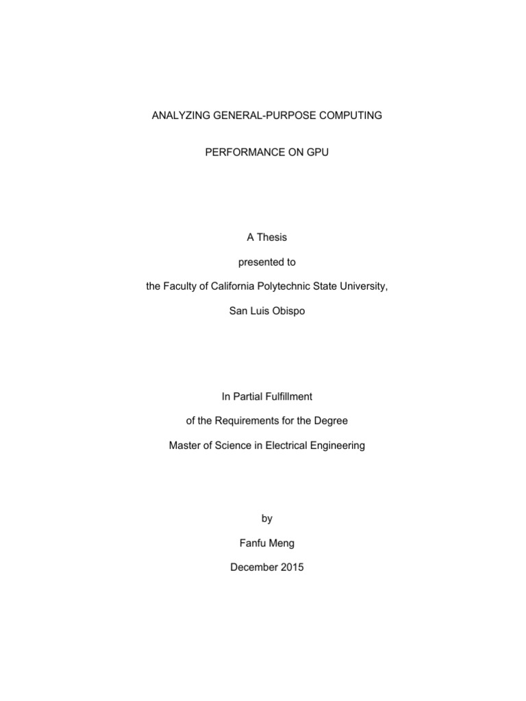Analyzing General Purpose Computing Performance On Gpu Thesis 2015
