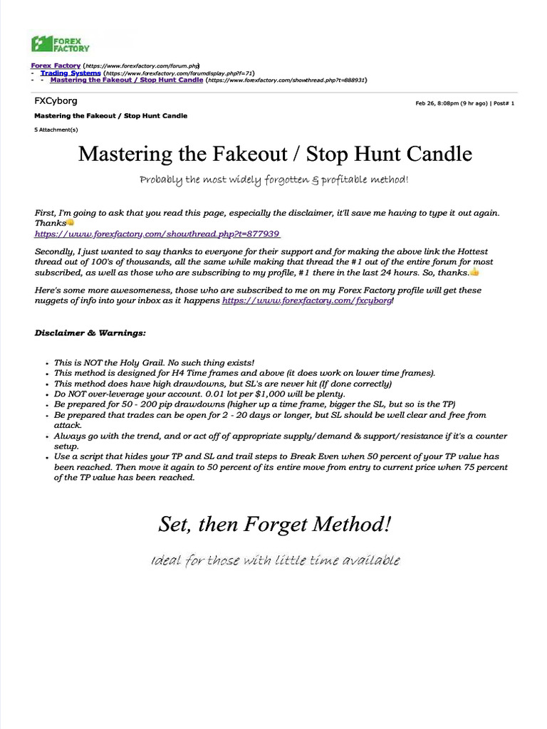 PDF Method 2 Mastering The Fakeout Stop Hunt Candle Compress | PDF | Demand