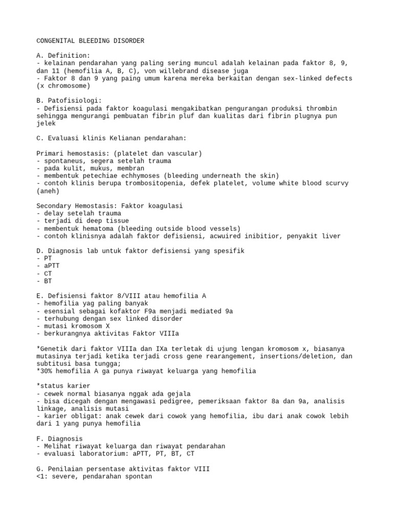 Congenital Bleeding Disorder | PDF