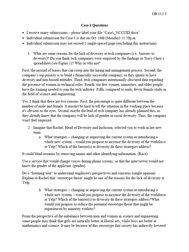 Case1 111305030 | PDF | Stereotypes | Science